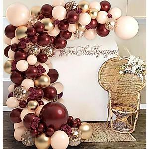 Party Balloons Burgundy Balloon Garland Arch Kit for Women Blush Balloons Gold Confetti Metallic Gold Latex Balloons for Valentines Day Wedding Bachelorette Birthday Bridal Baby Shower Decoration