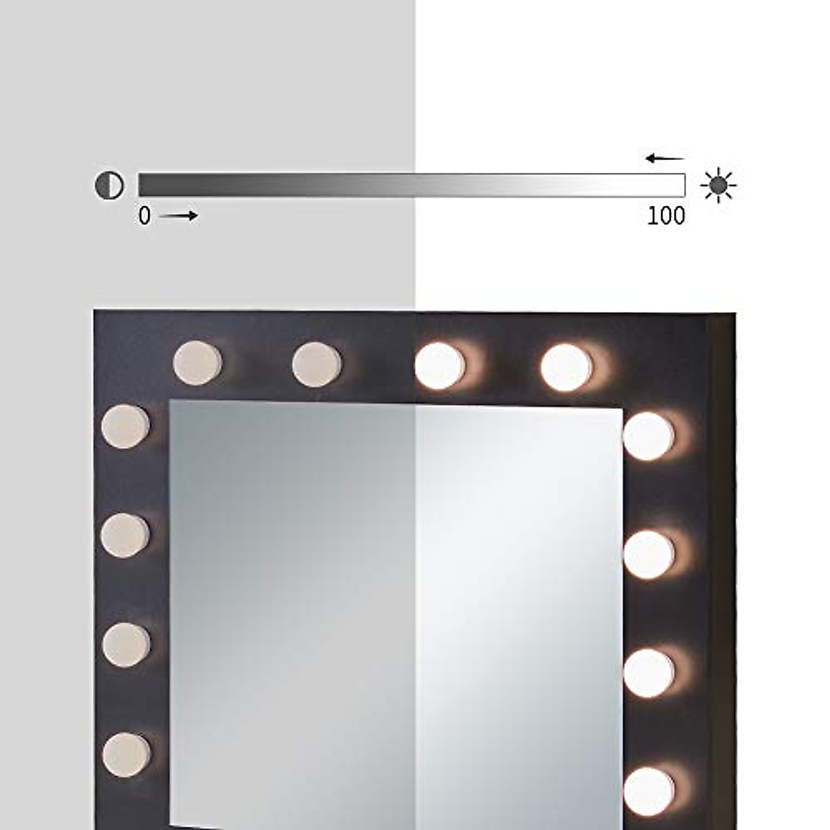 OFCASA Vanity Desk with Mirror and Lights, Vanity Set with 3 Colors Lights, Makeup Table with Mirror and Chair, Adjustable Nightstand, Solid Wood Legs, Bedroom Dressing Table (Black)