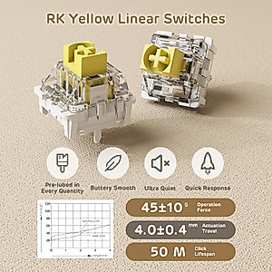 RK ROYAL KLUDGE RK84 RGB Limited Ed, 75% Triple Mode BT5.0/2.4G/USB-C Hot Swappable Mechanical Keyboard, 84 Keys Wireless Gaming Keyboard, RK Yellow Switch, Macchiato White