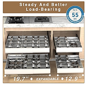 Expandable Pull Out Cabinet Organizer with Adhesive Nano Film, Fits Any Framed Cabinet, Side-Mountable Slide Out Drawers for Kitchen, Pantry, and Bathroom Storage and Organization