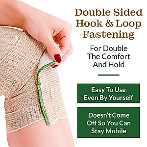 Premium Elastic Bandage Wrap (6” Wide, 2 Pack) - Nexskin Latex Free Athletic/Medical Compression Bandages Hook & Loop Fasteners at Both Ends - Lifetime Washable & Reusable USA Grown Cotton Bandage