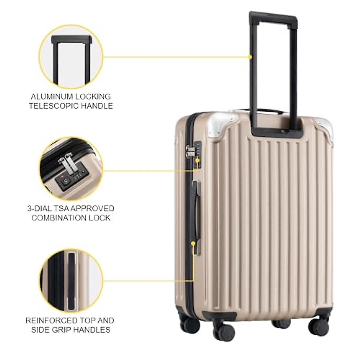 LEVEL8 Grace EXT Carry On Luggage 20” Expandable Hardside Suitcase