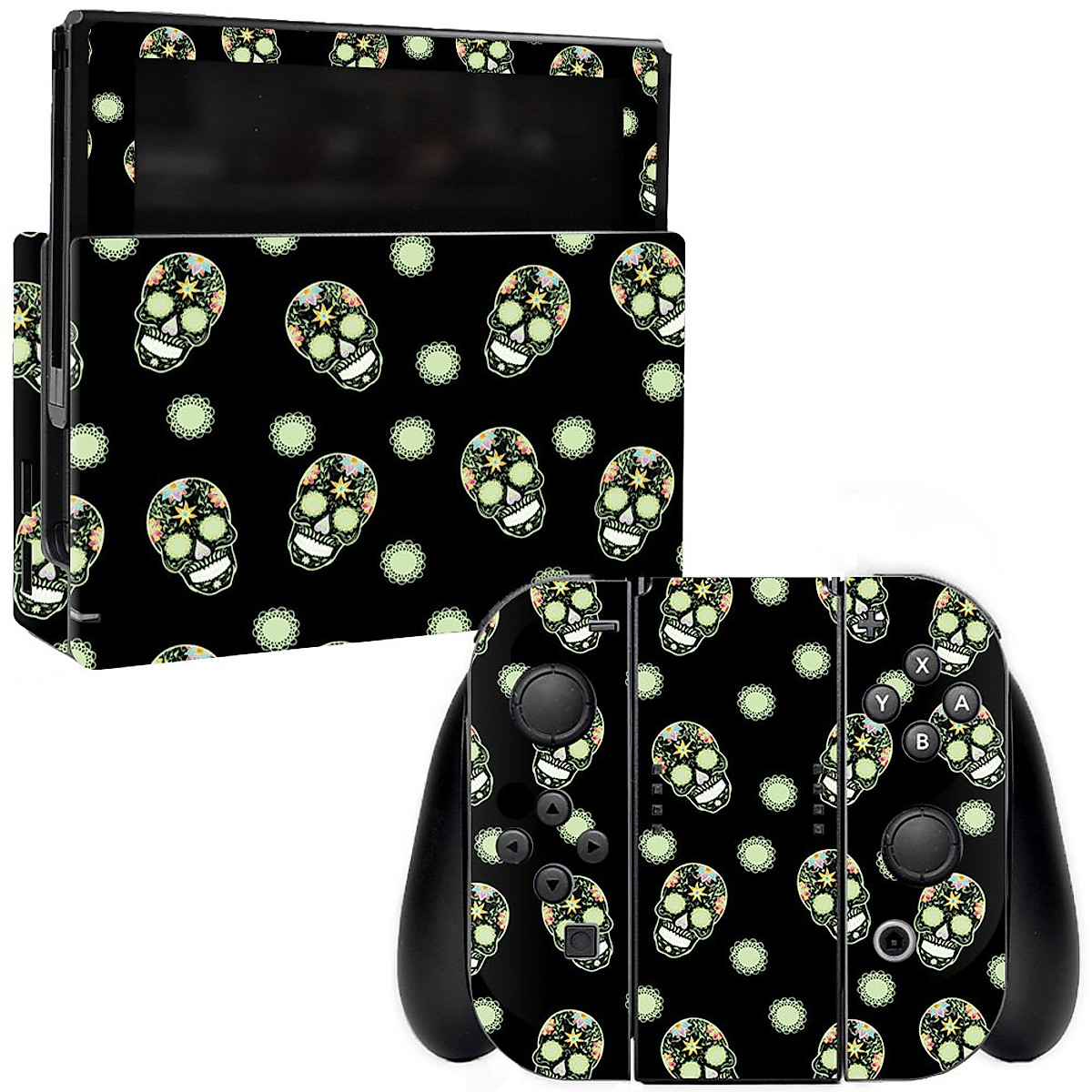 MightySkins Skin Compatible with Nintendo Switch - Nighttime Skulls | Protective, Durable, and Unique Vinyl Decal wrap Cover | Easy to Apply, Remove, and Change Styles | Made in The USA