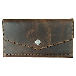 Hide & Drink, Triple Card Wallet, Holds Up to 3 Cards Plus Flat Bills & Coins, Cash Organizer, Zippered Pouch, Accessories, Full Grain Leather, Handmade, Bourbon Brown