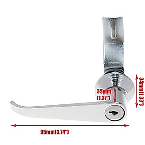 Quluxe 2 Pcs Chrome Zinc Alloy Handle Cabinet Locks, Distribution Box Cabinet Door Handle Locks with Keys for Secure Important Files and Drawers