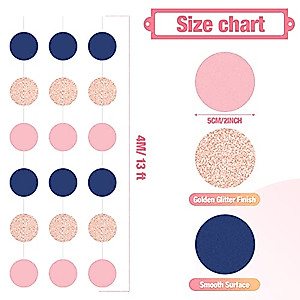 131Ft Paper Circle Garland Gender Reveal Decoration Streamer Hanging Dot Coin Garland Glitter Banners Backdrop for Gender Reveal Birthday Baby Shower Decoration( Navy Blue, Rose Gold, Light Pink)