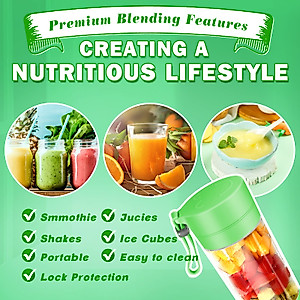 Portable Blender, Personal Blender for Shakes and Smoothies, Blender shake Smoothie for Kitchen Personal Size Blenders with Rechargeable USB, 380Ml Traveling Fruit Veggie Juicer Cup With 6 Blades