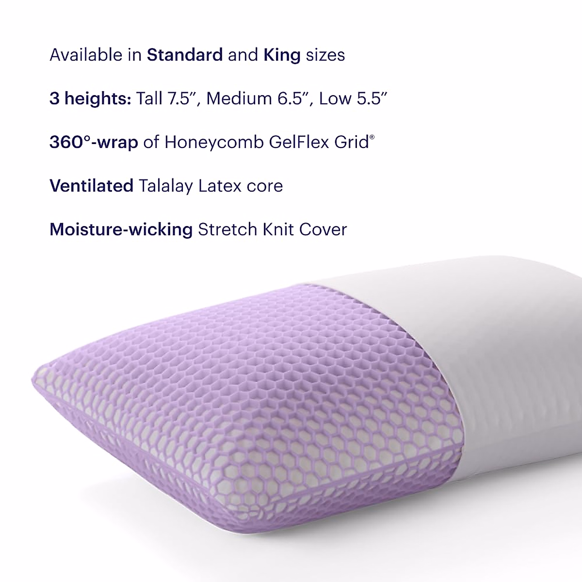 Purple Harmony Pillow | The Greatest Pillow Ever Invented, Hex Grid, No Pressure Support, Stays Cool, Good Housekeeping Award Winning Pillow (Medium)