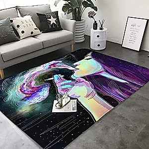 3x5 Ft Super Soft Indoor Modern Area Rug Rugs for Living Room Bedroom Trippy Smoke Cool Girl 60x39 Inch Rug