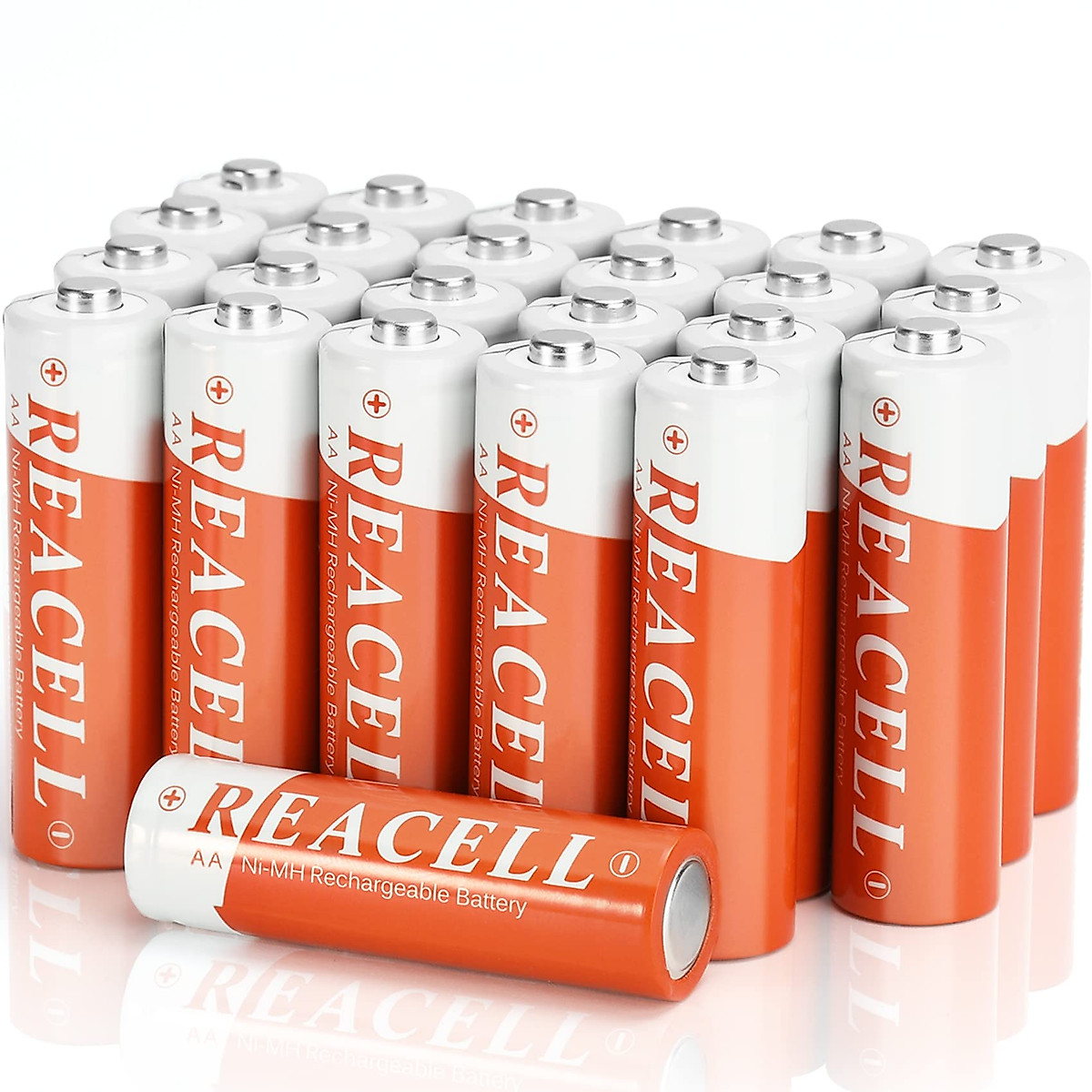 REACELL 24 Packs AA Rechargeable Batteries, 1.2V NiMH Rechargable Solar AA Battery for Household Devices, Outdoor Solar Lights, Toys, Garden Lights, 1200mAh Double A Battery