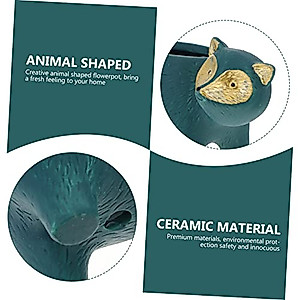 Angoily 1pc Plants Cactus Porcelain Square Planters Balcony Green Drainage Holder Indoor Succulents Decor Gifts Tabletop Flowerpot Bonsai Statue Unique Hole Art Elephant Table Container