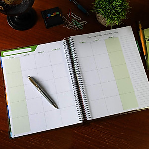 Elan Publishing Company Deluxe Undated Teacher Planner: 8.5x11 Includes 7 Periods, Page Tabs, Bookmark, Planning Stickers, Pocket Folder Daily Weekly Monthly Planner Yearly Agenda (Dark Blue Marble)