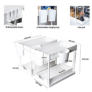 Under Sink Organizers and Storage,2 Pack Under Sink Organizer 2 Tier Under Cabinet Storage Bathroom Cabinet Organizer Bathroom Organizer Under Sink