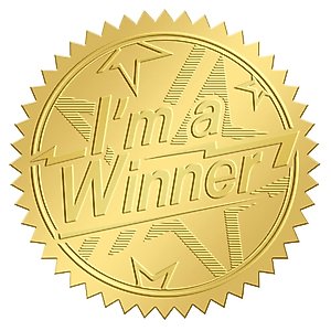 CRASPIRE 2 Inch Gold Embossed Envelope Seals Stickers I’M A Winner 100pcs Adhesive Embossed Foil Seals Stickers Label for Wedding Invitations Gift Packaging