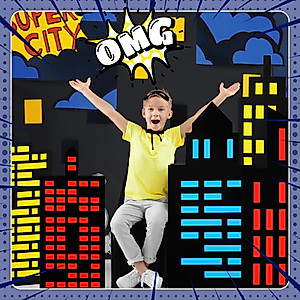 Dunzoom 16 Pcs Large Hero Party Favor Boxes with 10 Pcs Cards Skyscraper City Gift Box Different Sizes 3D City DIY Skyline Buildings Heroes Centerpiece for Hero Theme Birthday Party Decor Supplies