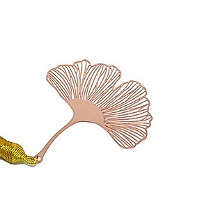 yueton Metal Leaf Tassel Bookmarks Ginkgo Leaf Bookmarkers Rose Gold Plated Brass Page Marker for Book Lovers