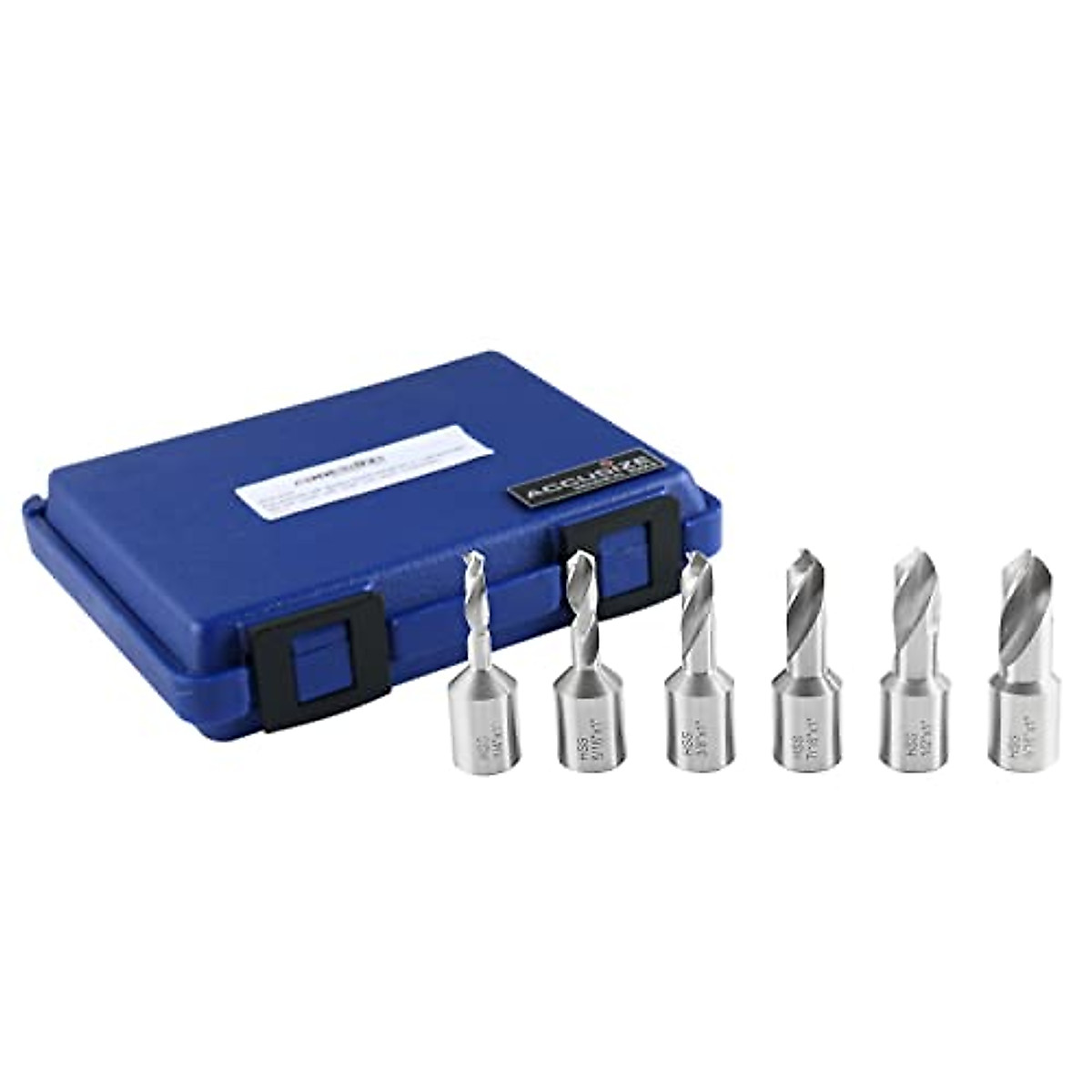 Accusize Industrial Tools 6pcs/Set H.S.S. Fully Ground Drill Set with 3/4" Weldon Shank, 1inch Cutting Depth, 0519-2501