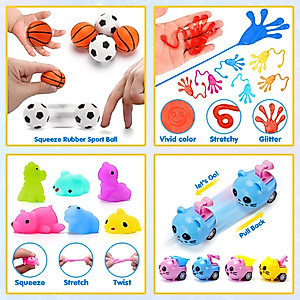 102 Pcs Party Favors Toys for Kids 4-8 8-12 3-5, Treasure Chest Box Toys Classroom Carnival Prizes Small Bulk Pop Fidget Toys Pack Pinata Stuffers Birthday Gifts Goodie Goody Candy Bags Fillers