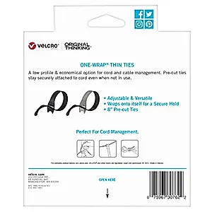 VELCRO Brand 150pk Cable Ties Value Pack | Replace Zip Ties with Reusable Straps, Reduce Waste | For Wire Management and Cord Organizer | 8 x 1/2" Thin Pre-Cut Design, Black and Gray