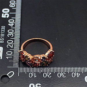 Vanessa Rose Gold Multi Gemstone Jewelry Sets for Women,Sparkling Garnet Amethyst Morganite Peridot Topaz (7# Ring)