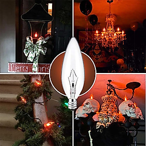 12-Pack E12 Candle Light Bulbs,40 Watt Clear Candelabra Base (E12) 110V_120V,Flame Shaped Incandescent Chandelier Light Bulbs,Dimmable, Warm White