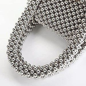 YUSHINY Small Acrylic Beaded Handbag Gold Stick Closure Cube Clutch for Wedding Evening Party (Silver)