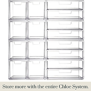 STORi Chloe Stackable Clear Double Organizer Drawers | 2 Piece Set | Organize Cosmetics and Beauty Supplies | Made in USA