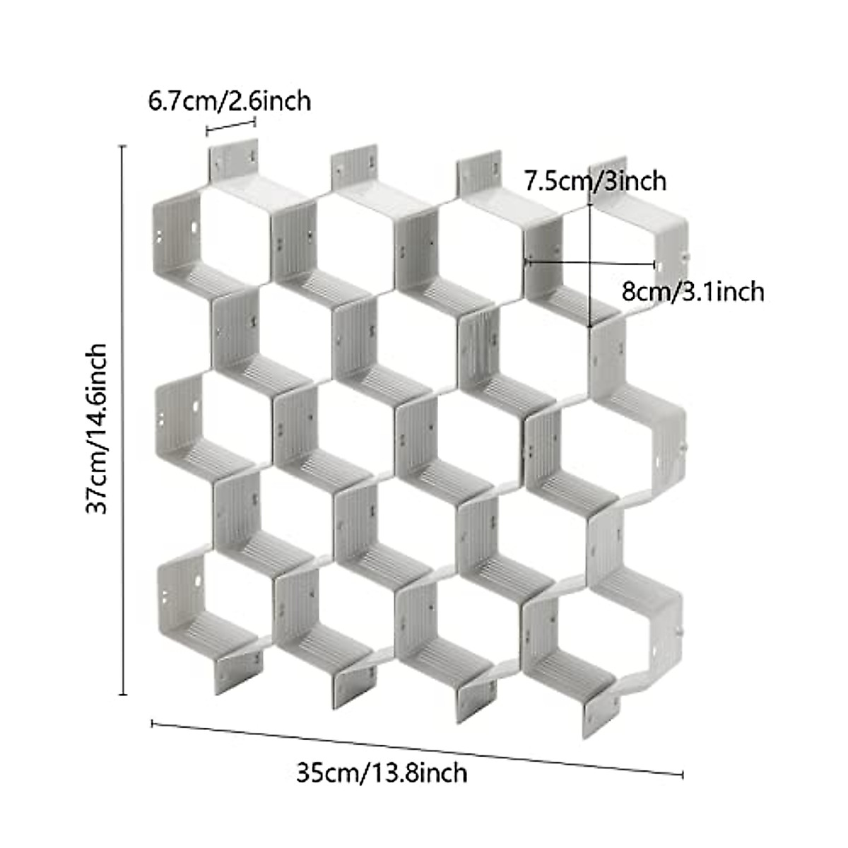 Tecbeauty 32PCS Honeycomb Separator Adjustable Drawer Organizer Divider for Underwear, Socks, Makeup, Belts, Ties, Office Supplies (Grey)