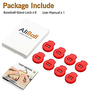 AliBall Glove Locks, Lace Locks for Baseball Glove 8 Pack, Never Need Thying Knots Again, Strong Elasticity, Made Plastic and Springs, Fits All Gloves, Baseball Glove Accessories