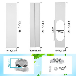 Portable AC Window Vent Kit with 5inch Hose 6pcs Window Seal Kit for Portable Air Conditioner, Adjustable Sliding Window Kit Plate for AC Unit AC Window Seal Suitable for 5”/13 CM AC Exhaust Hose