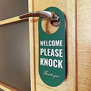 Do Not Disturb Door Hanger Sign 2 Pack (Green/Red Double Sided) Please Do Not Disturb on Front and Welcome Please Knock on Back Side, Ideal for Office Home Clinic Dorm Online Class and Meeting Session