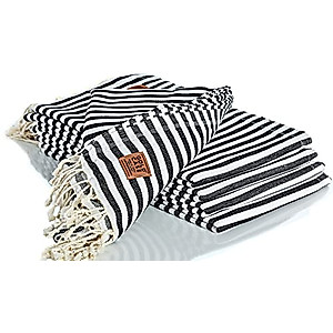 Gold CASE Turkish Beach Towel MYRA Series - Set of 5 - XXL Oversized 71x40 inches -100% Cotton Bath Towels - Super Soft - Quick Dry Lightweight Sand Free Turkish Towel (Black)