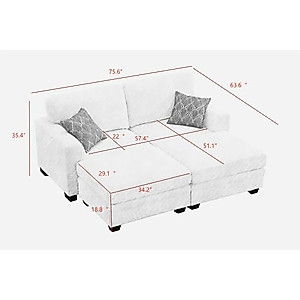 Legend Vansen 4PCS Corduroy Lounges Loveseat Couch Chaises Longues, Dark Grey