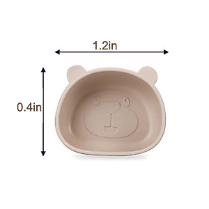 PandaEar Baby led Weaning Supplies BLW, Silicone Suction Toddler Plate Suction Bowl and Spoon for Self Feeding, Toddler Utensils Feeding Set Baby Eating Supplies (Bear Shape Tawny)