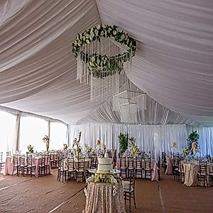 "AK TRADING CO. 120" Wide (10ft Wide) X 120 Yards Roll - Sheer Voile Chiffon Fabric - Perfect for Draping Panels and Masking for Weddings, Parties & Events, Tent Draping - White"