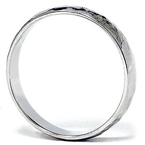 P3 POMPEII3 14K White Gold 4mm Hammered Wedding Band Ring New - Size 8