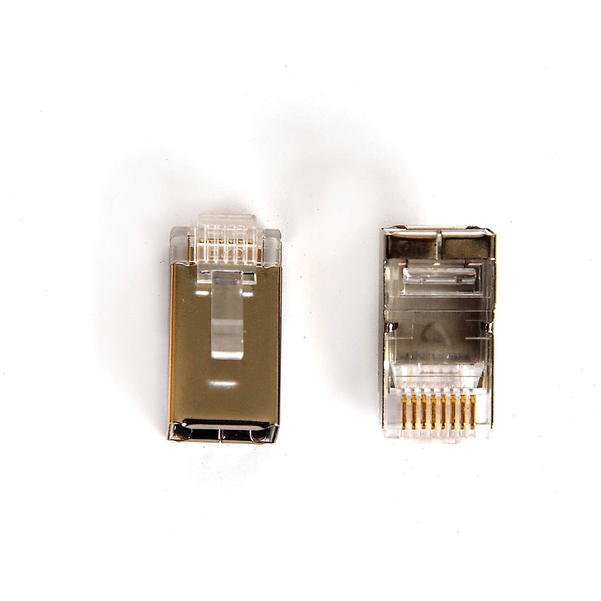 Platinum Connector RJ45 Cat6a/6 FTP snap in clips with Boots (50 count each) - pass through makes connector assembly much easier and less prone to miss-wiring