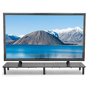 Husky Mounts Large Dual Monitor Stand Riser, Adjustable Legs, 39" x 9.25" x 5.5" Max Height, Matte Black Steel