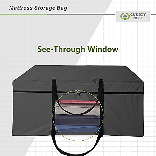 Cuddly Nest Folding Mattress Storage Bag - Heavy Duty Carry Case for Tri-Fold Guest Bed Mattress (Fits 4" Queen Mattress)