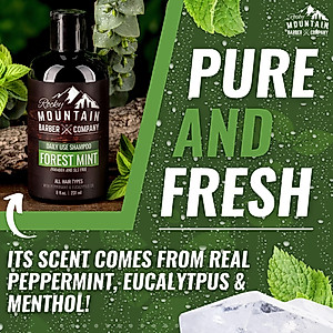 Rocky Mountain Barber Company Men's Shampoo - Tea Tree Oil, Peppermint & Eucalyptus for All Hair Types