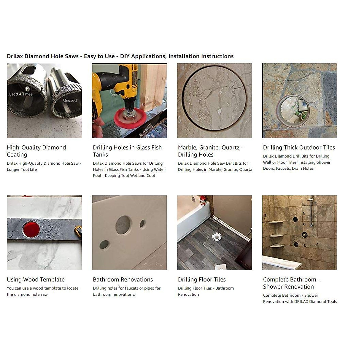 7/8 Inch Diamond Drill Bit for Glass, Triple-Coated Alloy Steel Tile Drill Bit for Ceramic, Porcelain, and Countertops