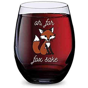GSM Brands Stemless Wine Glass (Oh For Fox Sake) Made of Unbreakable Tritan Plastic and Dishwasher Safe - 16 ounces