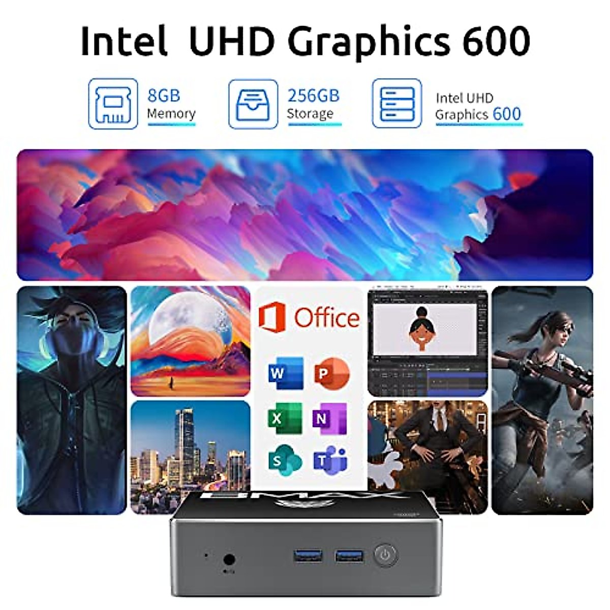 Bmax Mini PC 4-Core J4105 (up to 2.5 GHz) 8GB LPDDR4/256GB SSD 4K 60Hz Mini Desktop Computer Gigabit Ethernet Dual-Band Wi-Fi BT 5.0 HDMI 2.0 Micro Pc Mini Computer