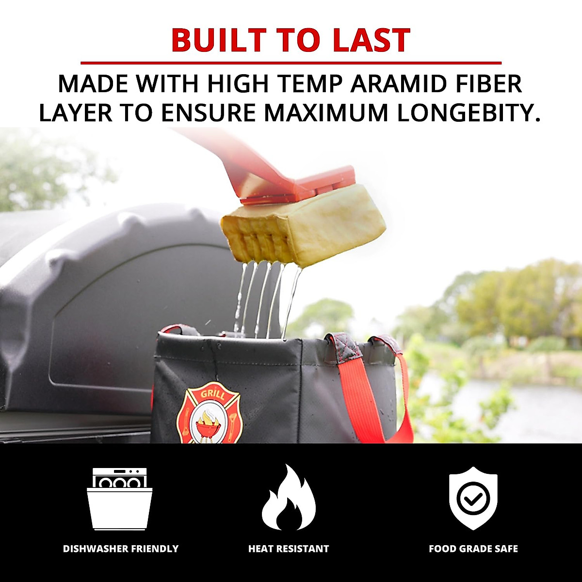 Grill Rescue BBQ Replaceable Scraper Cleaning Head, Bristle Free - Durable and Unique Scraper Tools for Cast Iron or Stainless-Steel Grates, Barbecue Cleaner (Grill Grate Brush with Scraper)