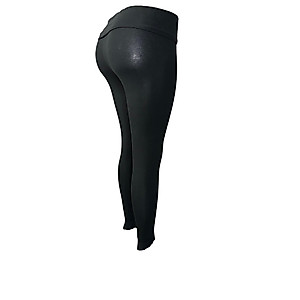 Victoria's Secret Pink Active Foldover Full Length Cotton Legging Color Black Tropical New (as1, Alpha, x_l, Regular, Regular)