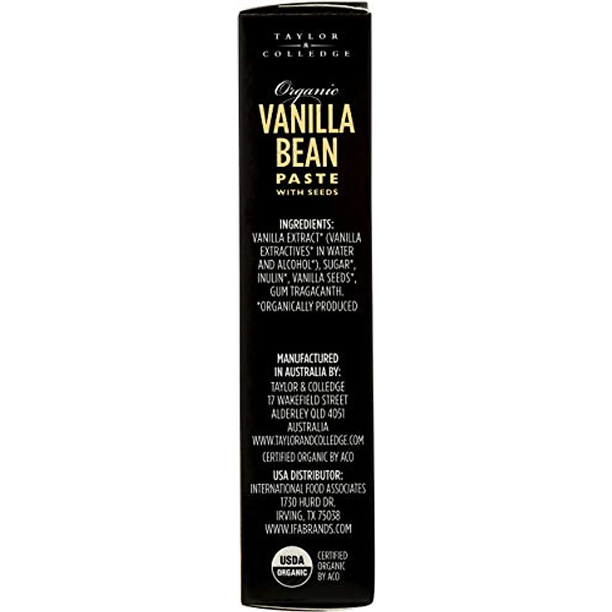 Taylor & Colledge Organic Vanilla Bean Paste with Seeds, 1.7oz Tube
