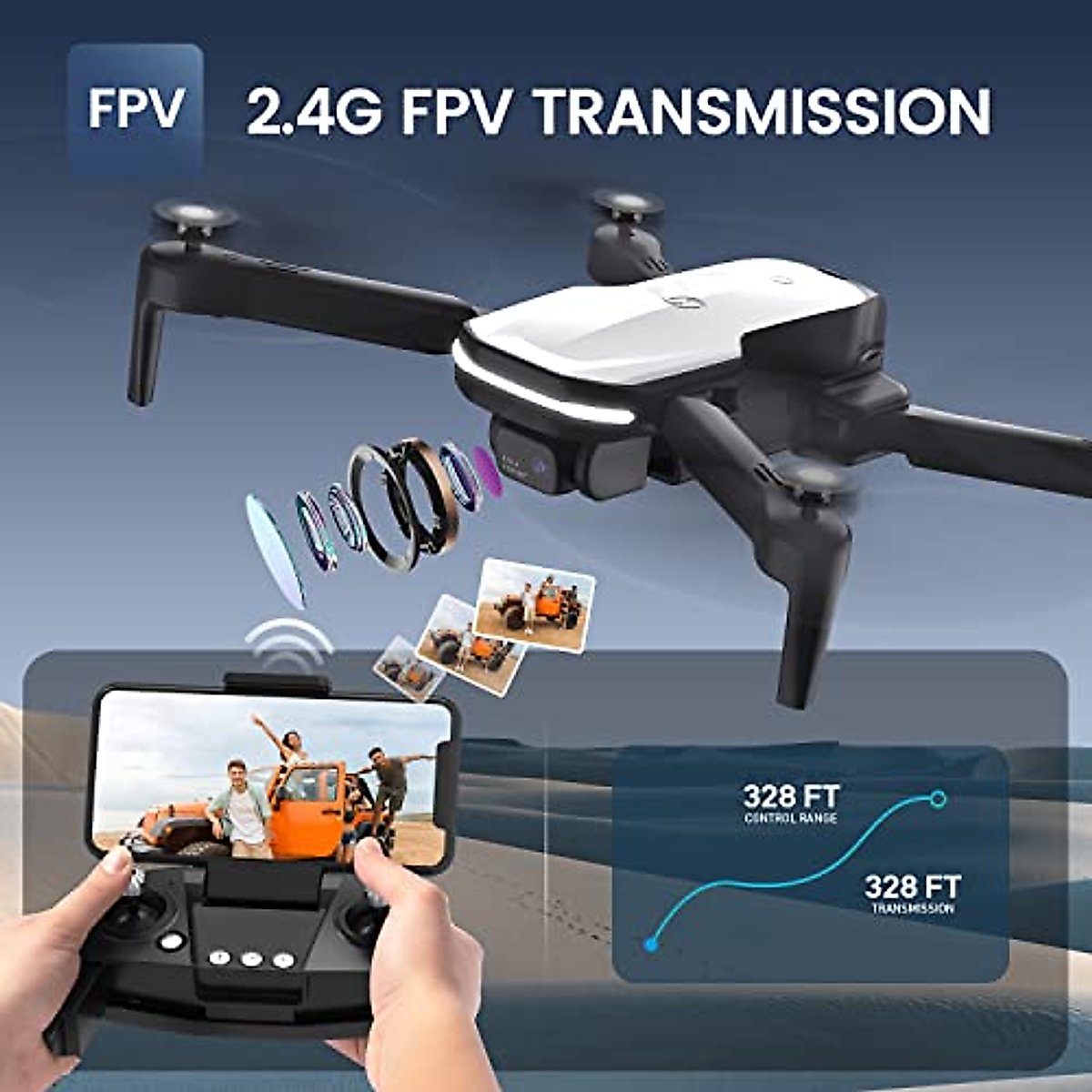 Holy Stone HS280 Foldable FPV Drone with Adjustable 1080P HD WiFi Camera, Lightweight RC Quadcopter for Kids Adults Beginner, 2 Modular Batteries, Auto Hover, Gravity Sensor, Voice Gesture Control