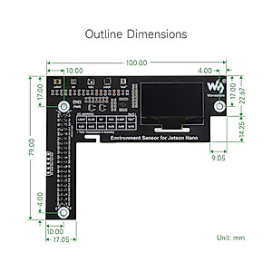 Waveshare Environment Sensors Module Designed for Jetson Nano I2C Bus with 1.3inch OLED Display
