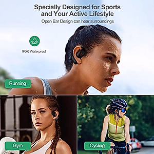Qaekie Open Ear Headphones - Upgraded Bluetooth 5.3 Wireless Headphones with HD Mic, Open Ear Ture Wireless Earbuds Immersive Superior Sound, 40hrs Playtime Sweatproof Sport Earbuds for Running