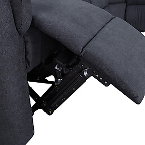 EMKK Modern Manual Reclining Motion Sectional Sofa Corner Leather Upholstered Sofá Curved L-Shaped Couch W 2 Cup Holders for Living Room Furniture Sets Villa/Apartment/Office/Home Theater Lounge Seat